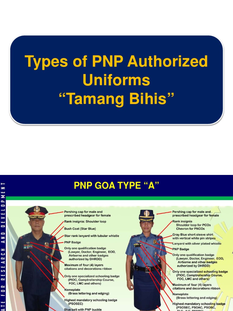 Types of PNP Authorized Uniforms Tamang Bihis | PDF | Military Personal ...