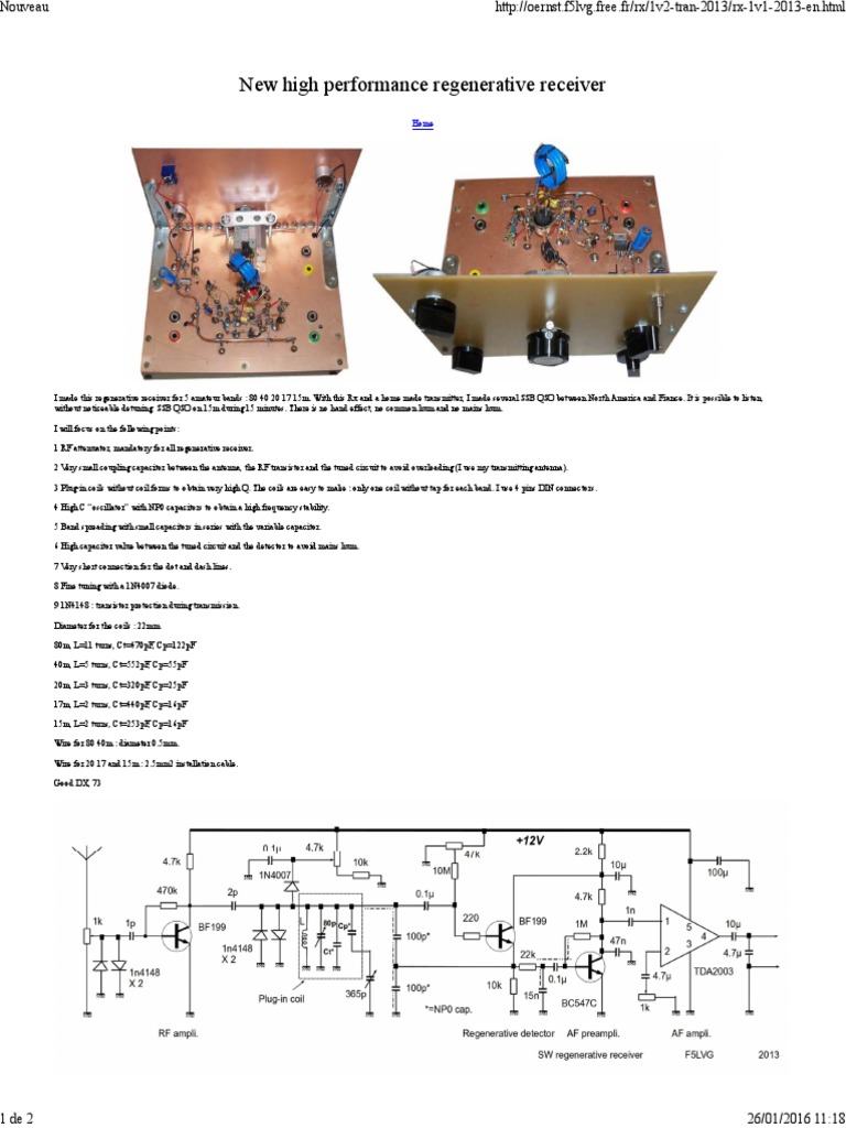 A High Performance Regenerative Receiver for 5 Amateur Bands from 80 ...