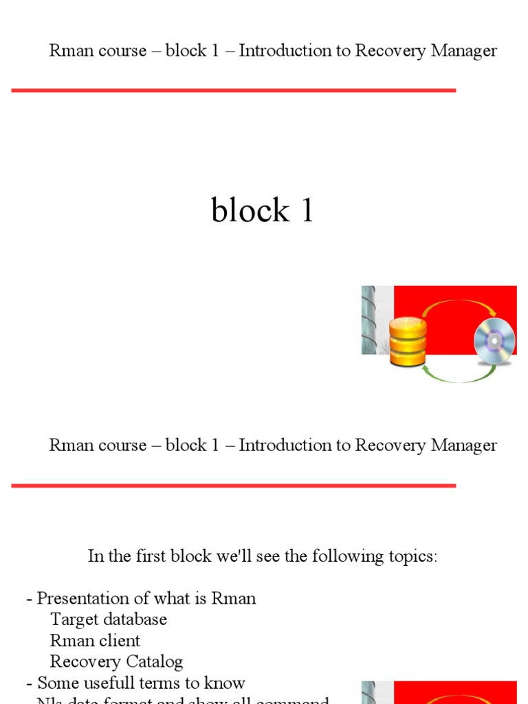 Block 1: Rman Course - Block 1 - Introduction To Recovery Manager | PDF