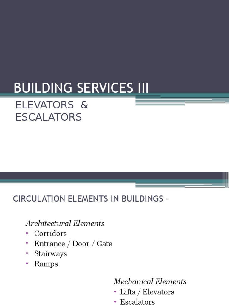 Mechanical Systems in Buildings: An Overview of Elevators and Escalators | PDF | Elevator ...