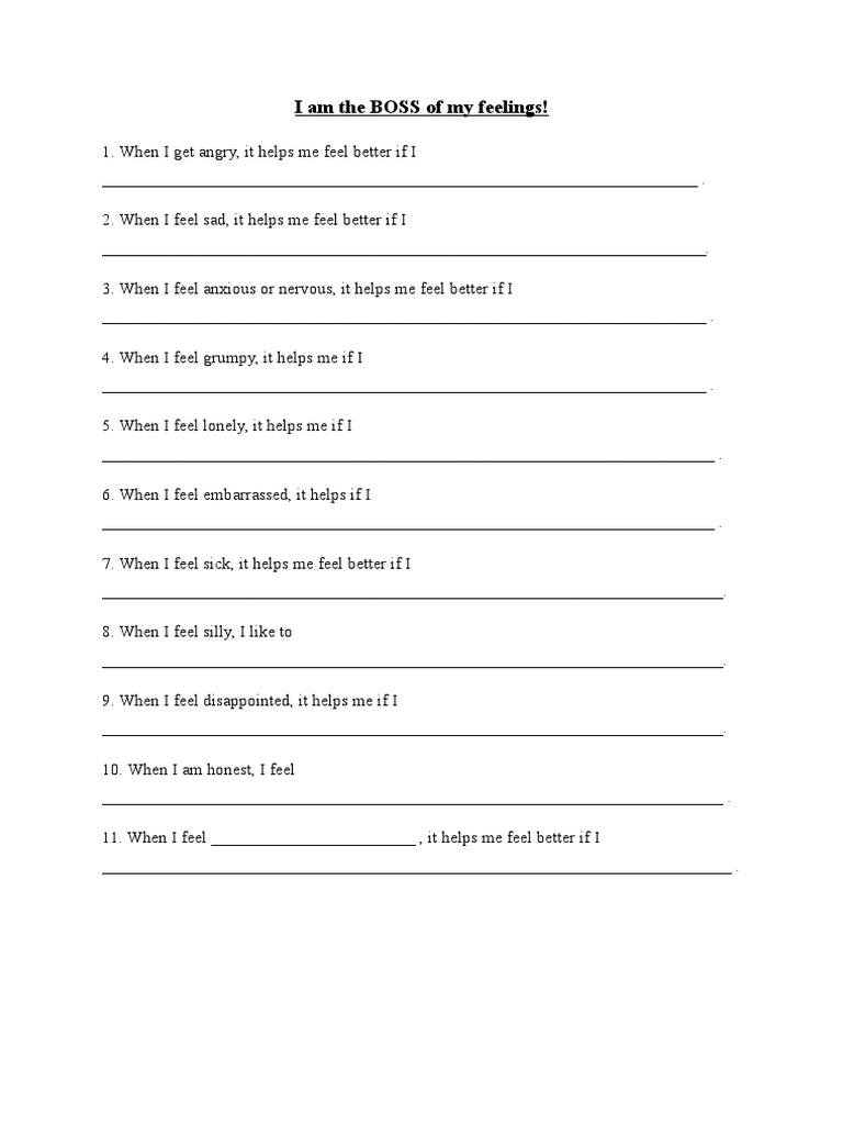 Managing My Feelings Worksheet | PDF | Career & Growth