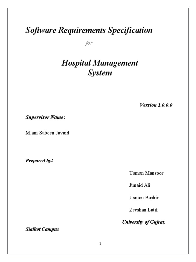 Hospital Management System (SRS) | PDF | Graphical User Interfaces | Software
