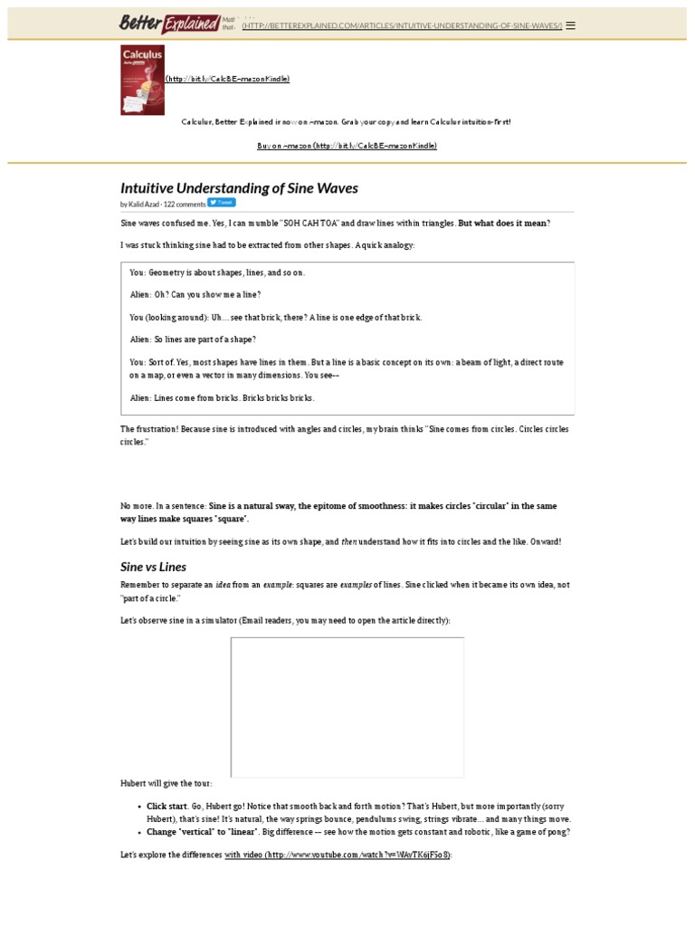 Intuitive Understanding of Sine Waves - BetterExplained | PDF | Trigonometric Functions | Pi