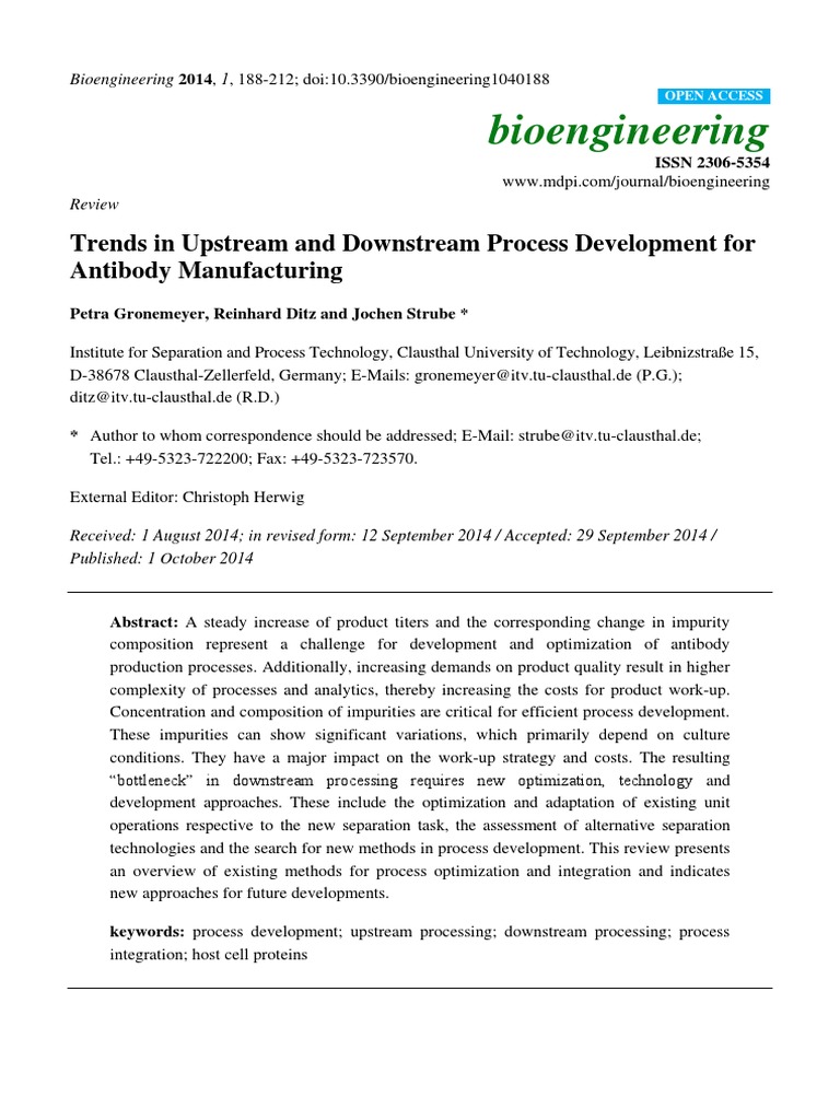 Bioengineering: Trends in Upstream and Downstream Process Development ...