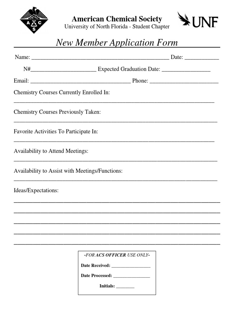 ACS New Member Application Form | PDF | Career & Growth