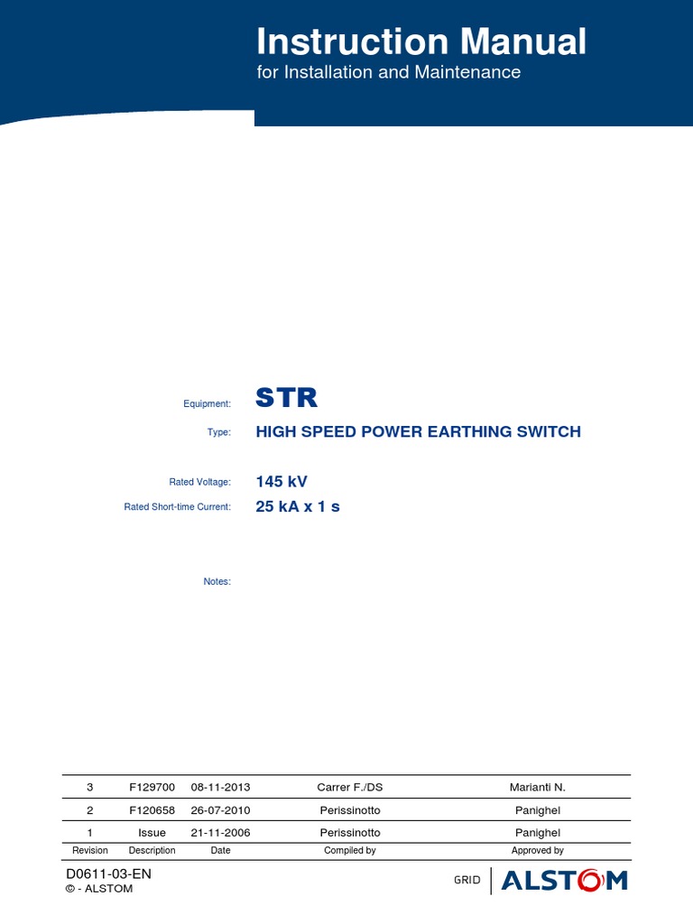 Instruction Manual Alstom D0611-03-En | PDF | Screw | Switch