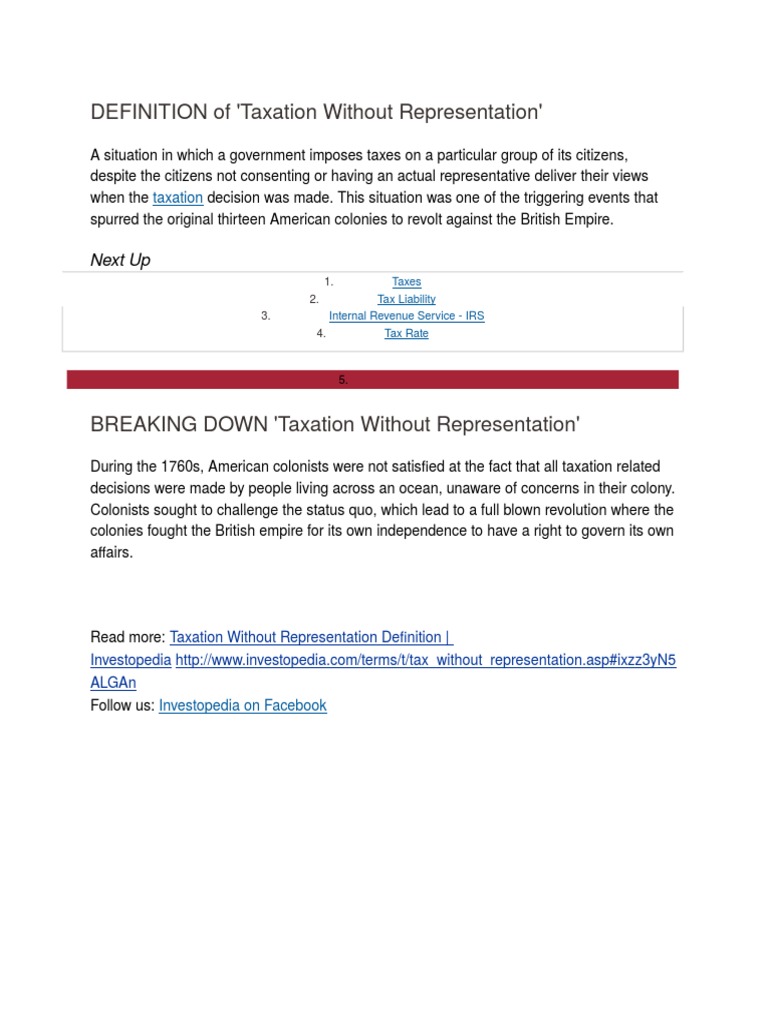 Taxation Without Representation | PDF