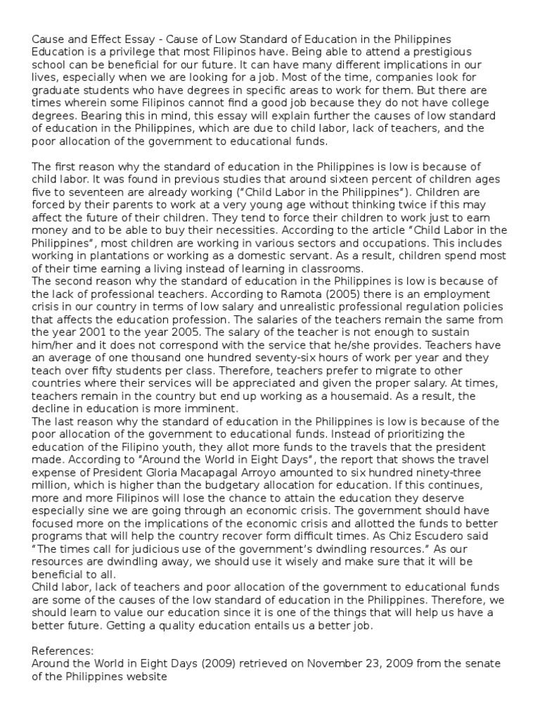 Cause and Effect Essay Education | PDF | Teachers | Economies