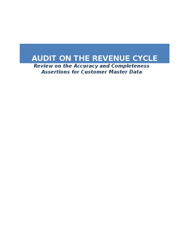 Audit on the Revenue Cycle | Audit | Payments
