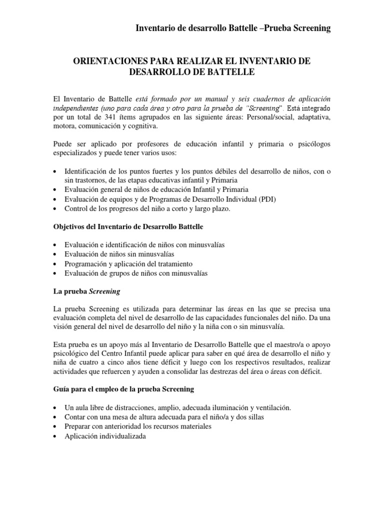 Inventario de Desarrollo Battelle | PDF | Crecimiento personal y ...