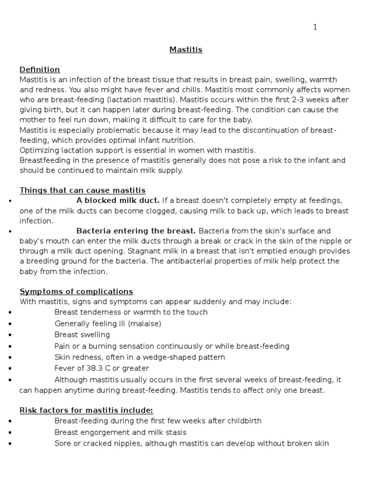 Mastitis | PDF | Breastfeeding | Breast