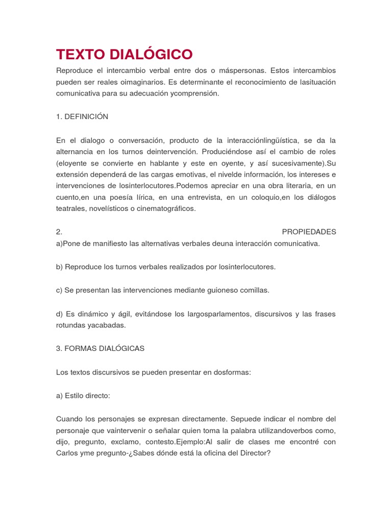 Análisis del texto dialogado: definición, propiedades, formas ...