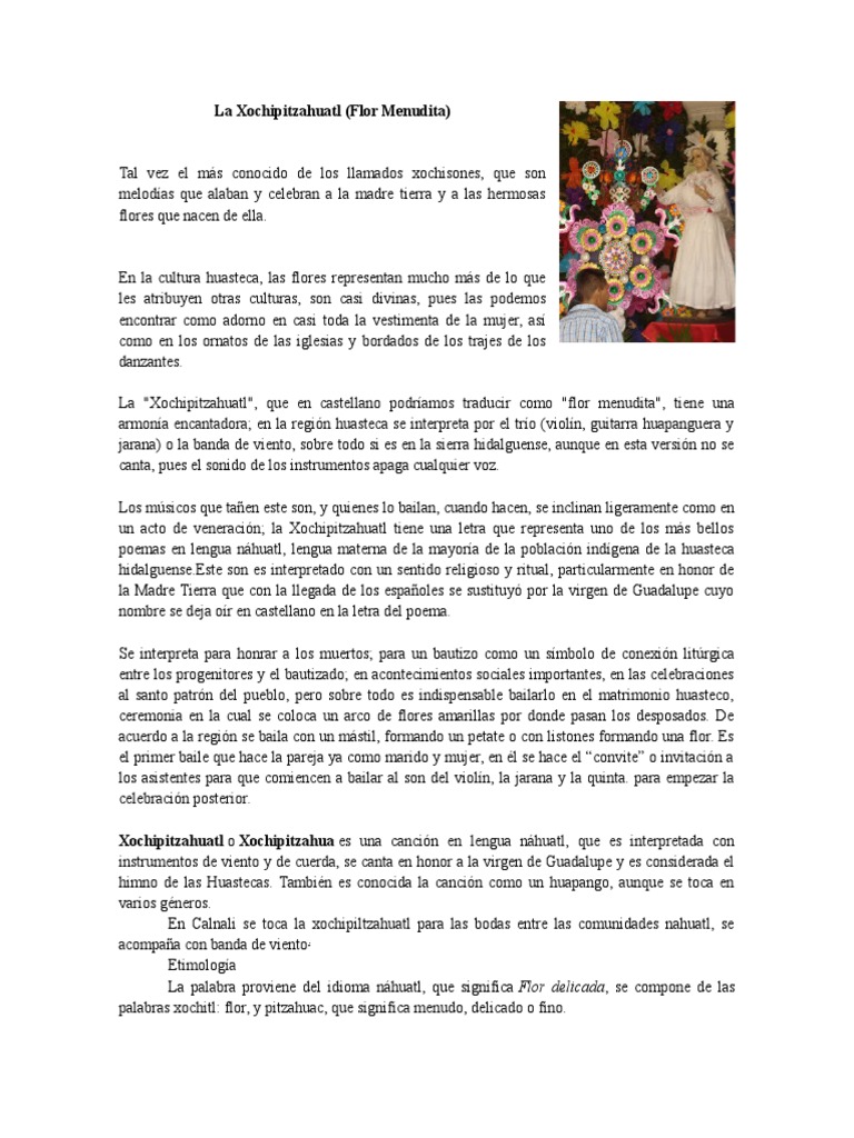 Origen y significado de Xochipitzahuatl | PDF | Náhuatl ...