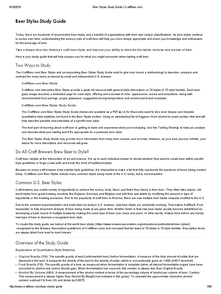 Craftbeerdotcom Beer Styles | PDF | Beer | Brewing