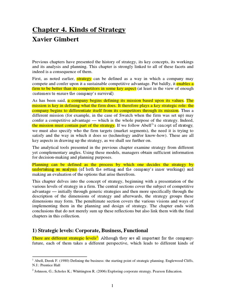 Chapter 4 Types of Strategy XGimbert ENGLISH | PDF | Competitive ...