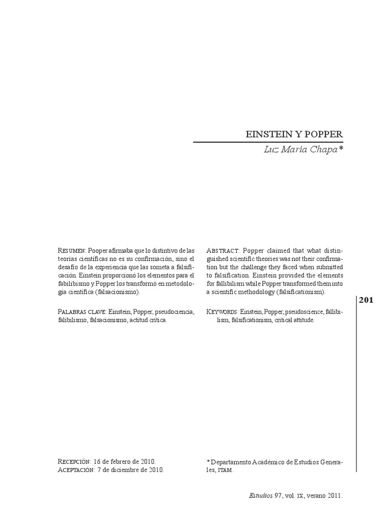 Popper y Eistein | PDF | Karl Popper | Albert Einstein