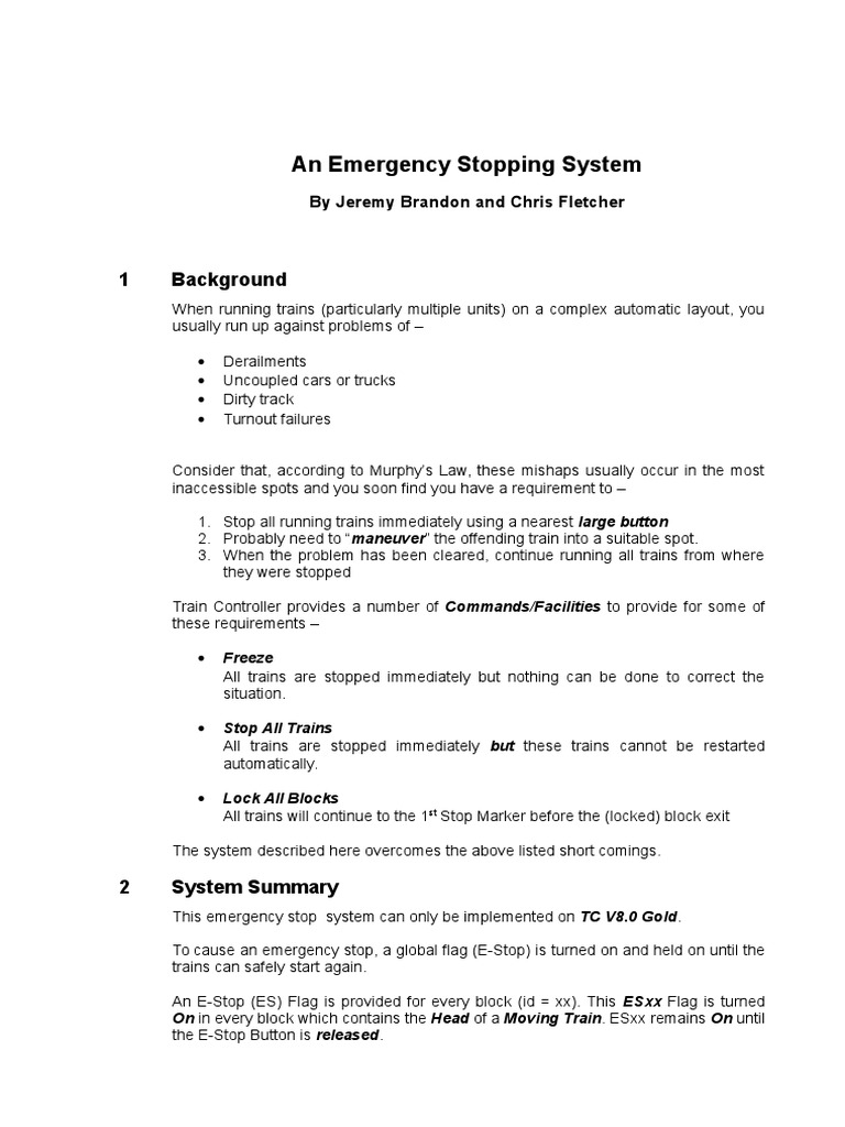 An Emergency Stop System Pdf Train Transportation Engineering