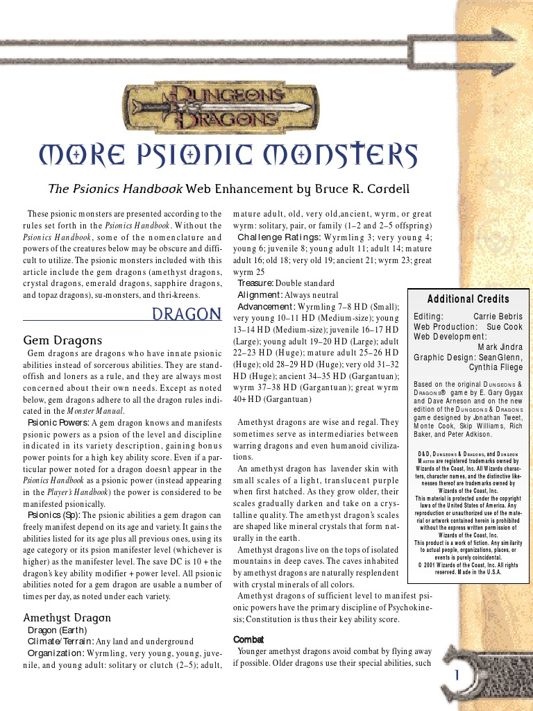 Psionics Enhance | PDF | Dungeons & Dragons | Fantasy Role Playing Games