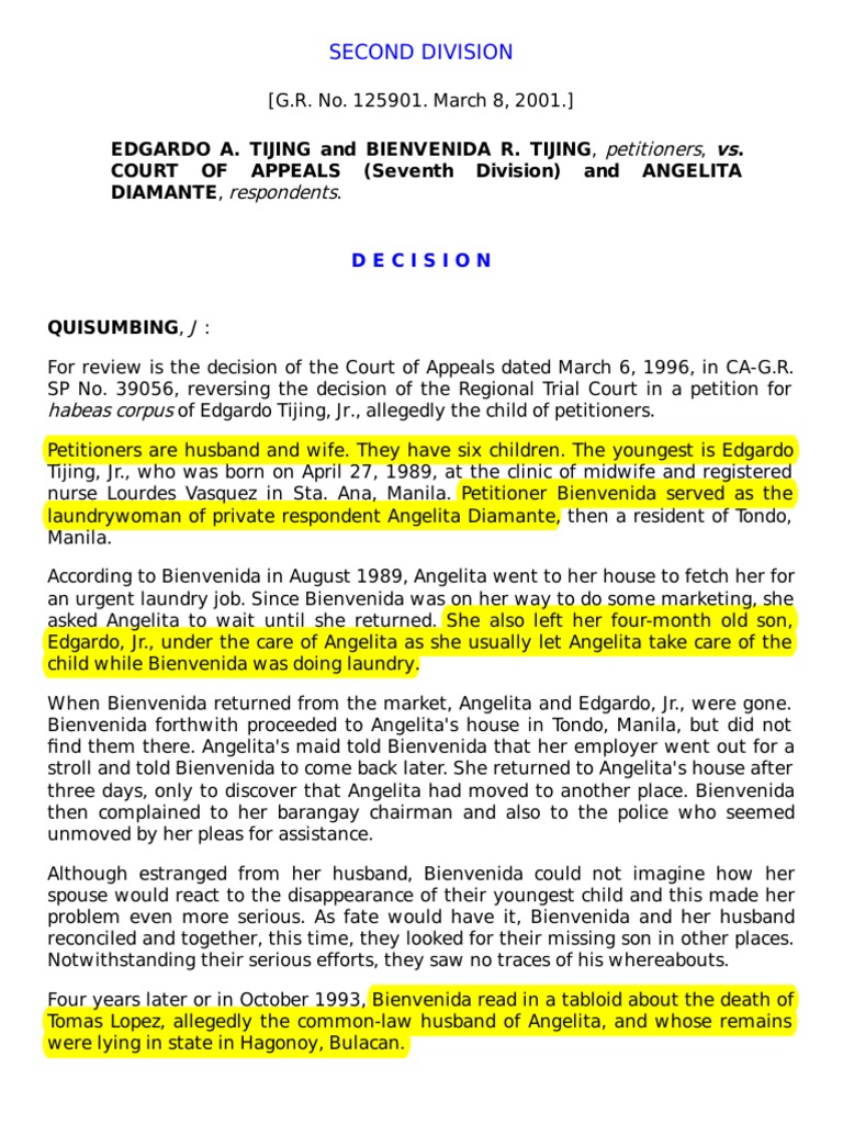 Tijing v. CA | PDF | Dna Profiling | Habeas Corpus