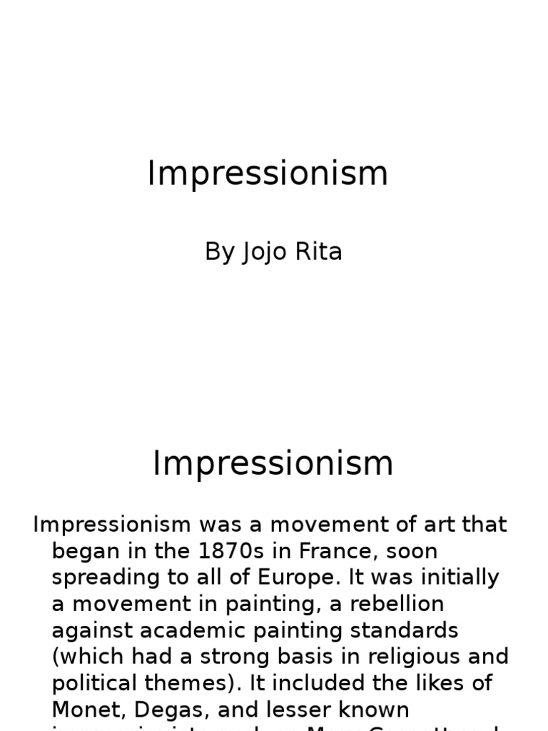 Impressionism Writing Workshop | PDF | Impressionism | Paintings
