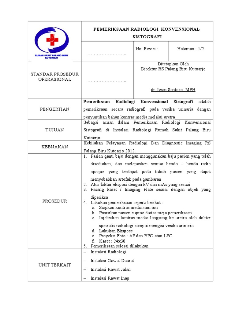 18.08.01.12 SPO Radiologi Konvensional Sistografi | PDF