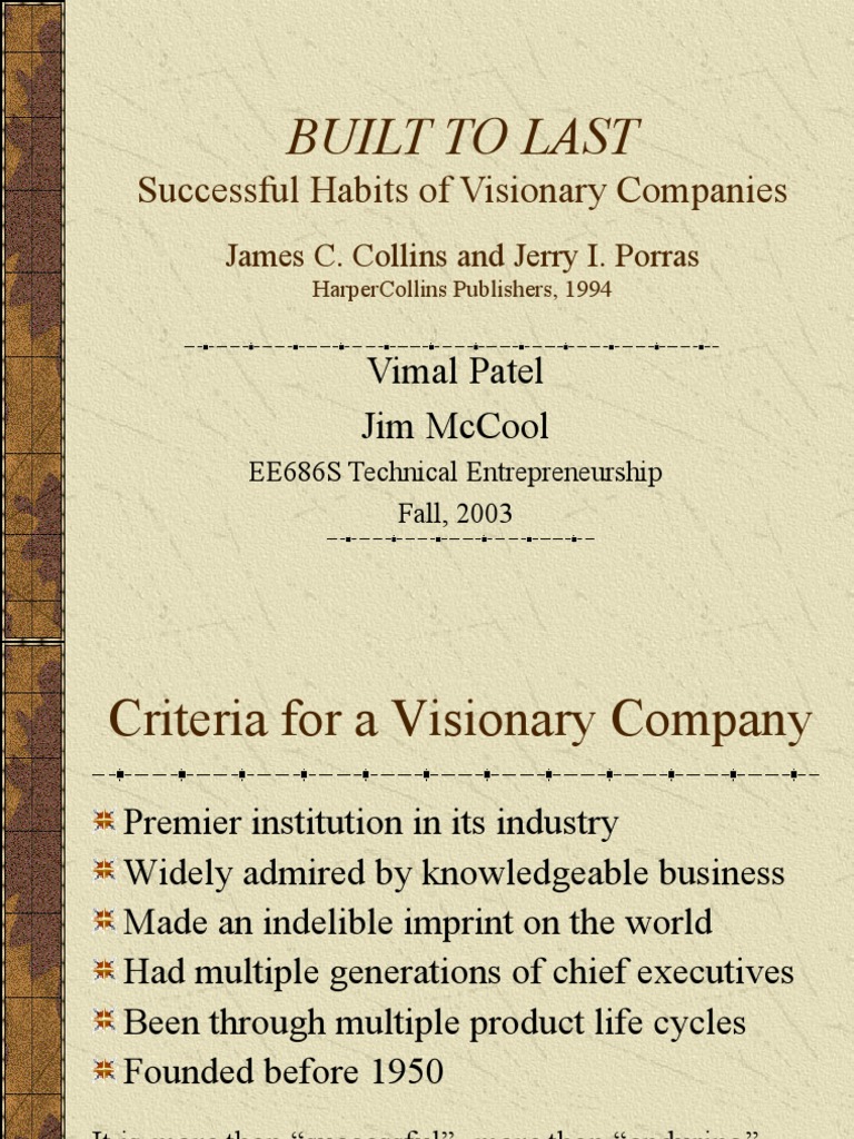 Built To Last | PDF | Business