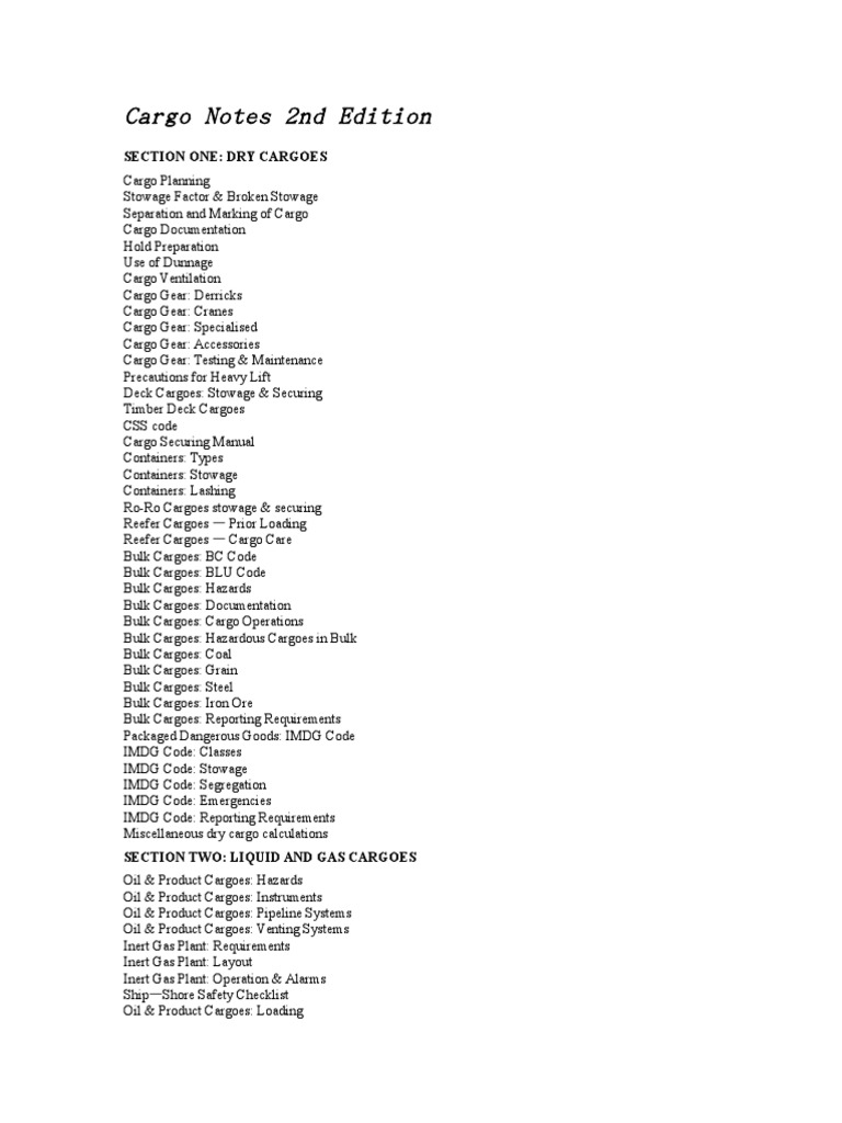 Cargo Notes 2nd Edition | PDF