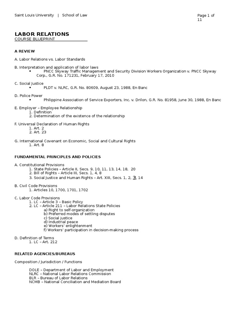 Labor Relations (2016) - Course Outline | PDF | Strike Action ...