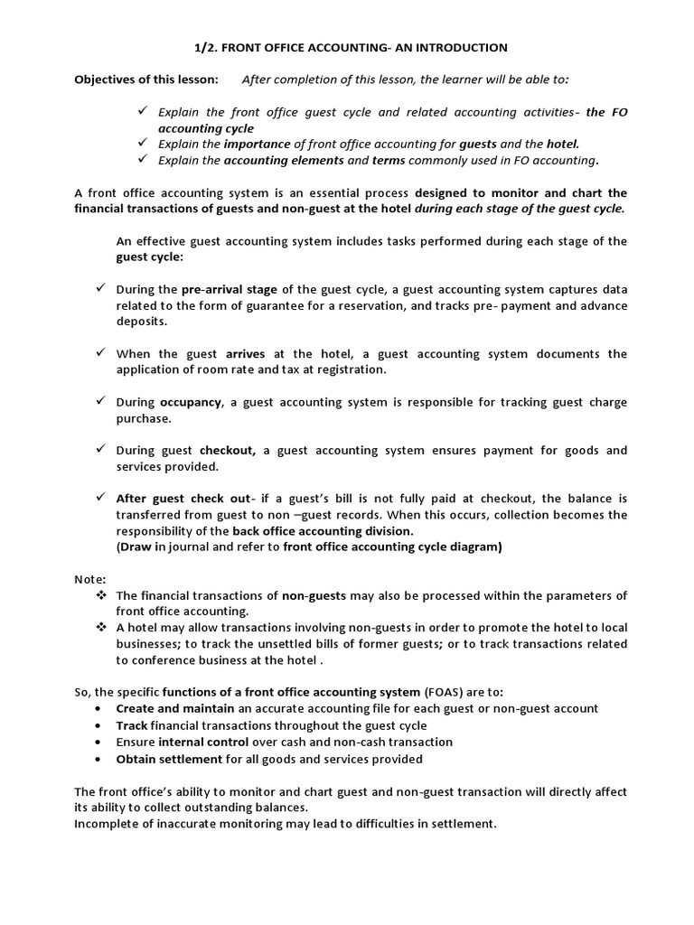 Notes Front Office Accounting System RC | PDF | Credit Card | Cheque