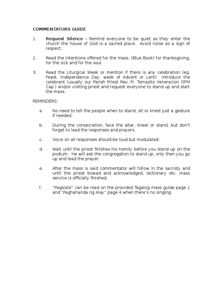 Commentator's Guide (Filipino) | PDF