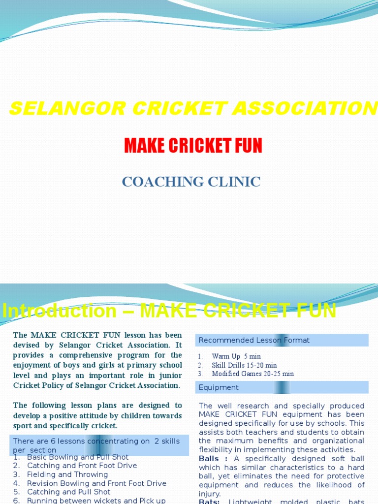 Introduction - MAKE CRIKET FUN Notes | PDF | Bowling (Cricket) | Cricket