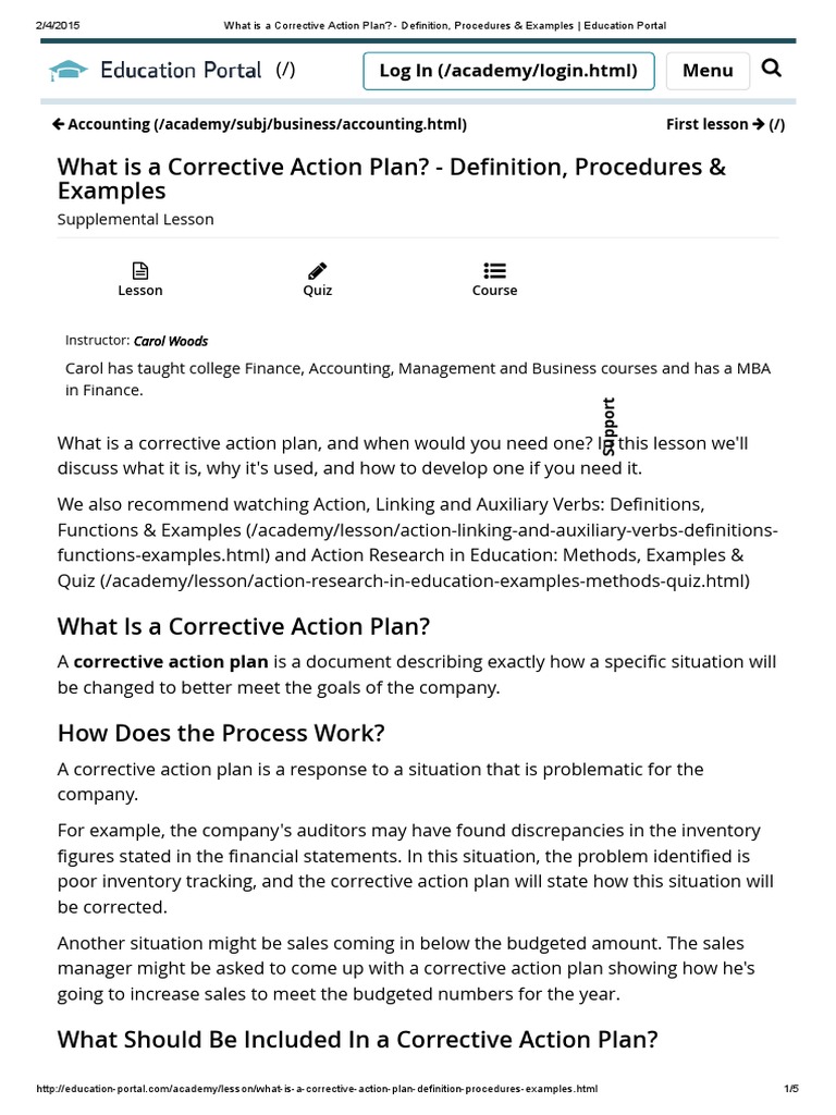 What Is A Corrective Action Plan - Definition, Procedures & Examples ...
