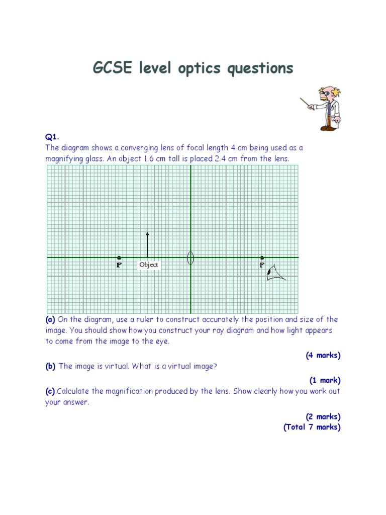 GCSE Optics: Lens Questions & Diagrams | PDF | Lens (Optics) | Optics
