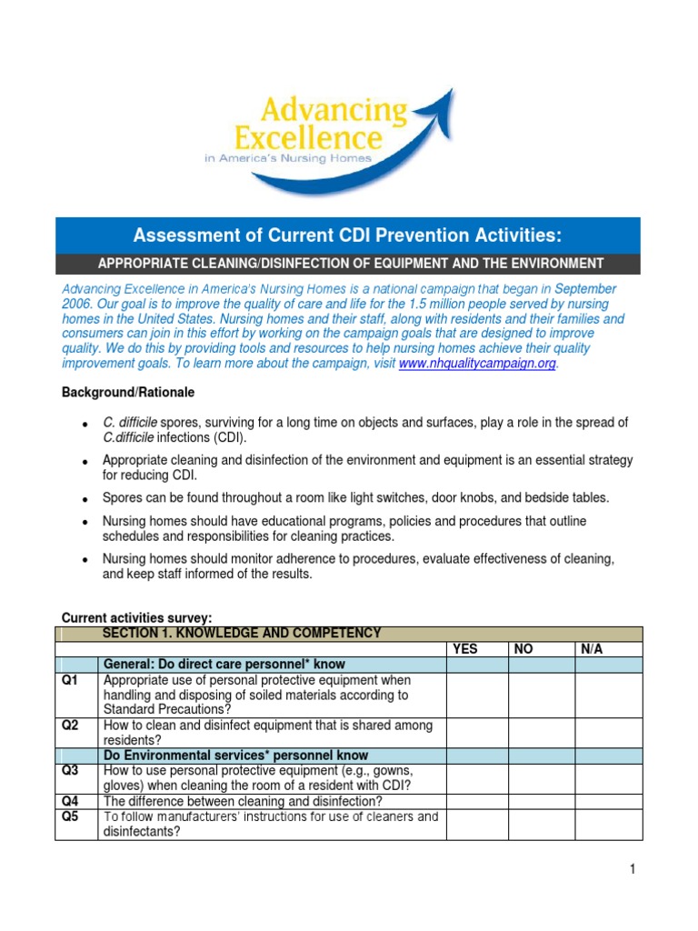 EnvironmentalCleaning Assessment | PDF | Nursing Home Care | Nursing