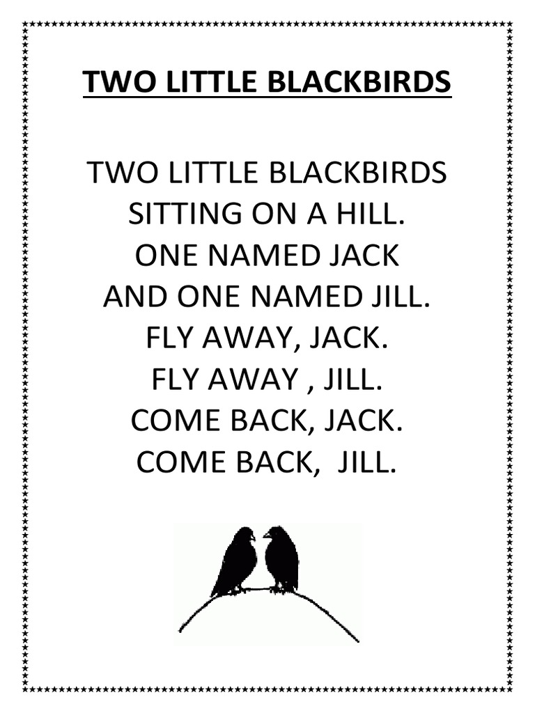 Two Little Blackbirds Rhyme | PDF