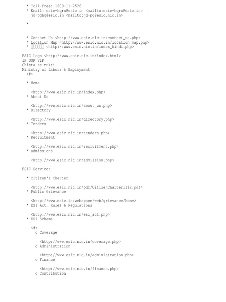 ESIC Scheme _ Benefits _ Employee's State Insurance Corporation ...