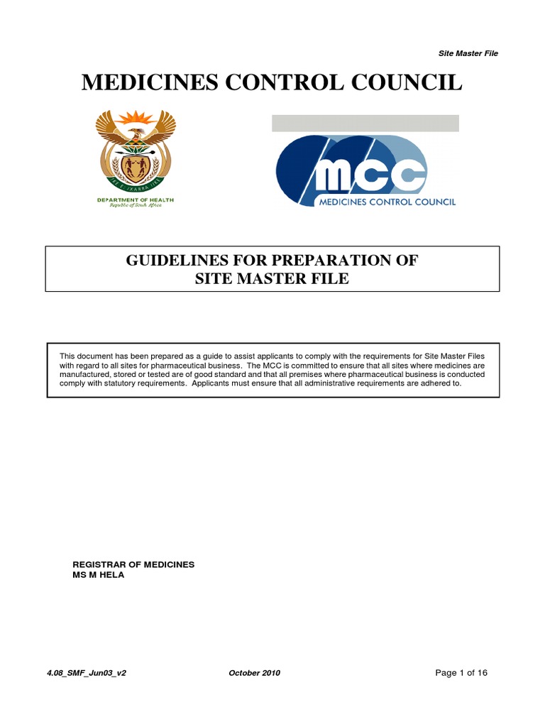 Site Master File | Verification And Validation | Specification (Technical Standard)