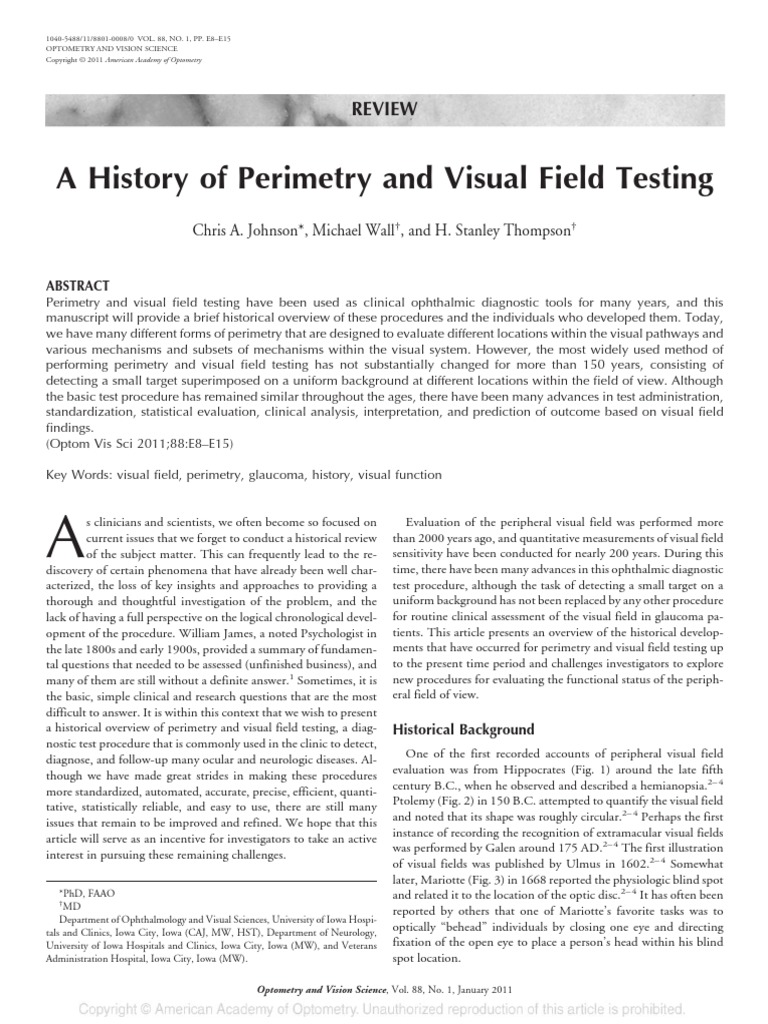 A History of Perimetry and Visual Field Testing.5 | PDF | Contrast ...