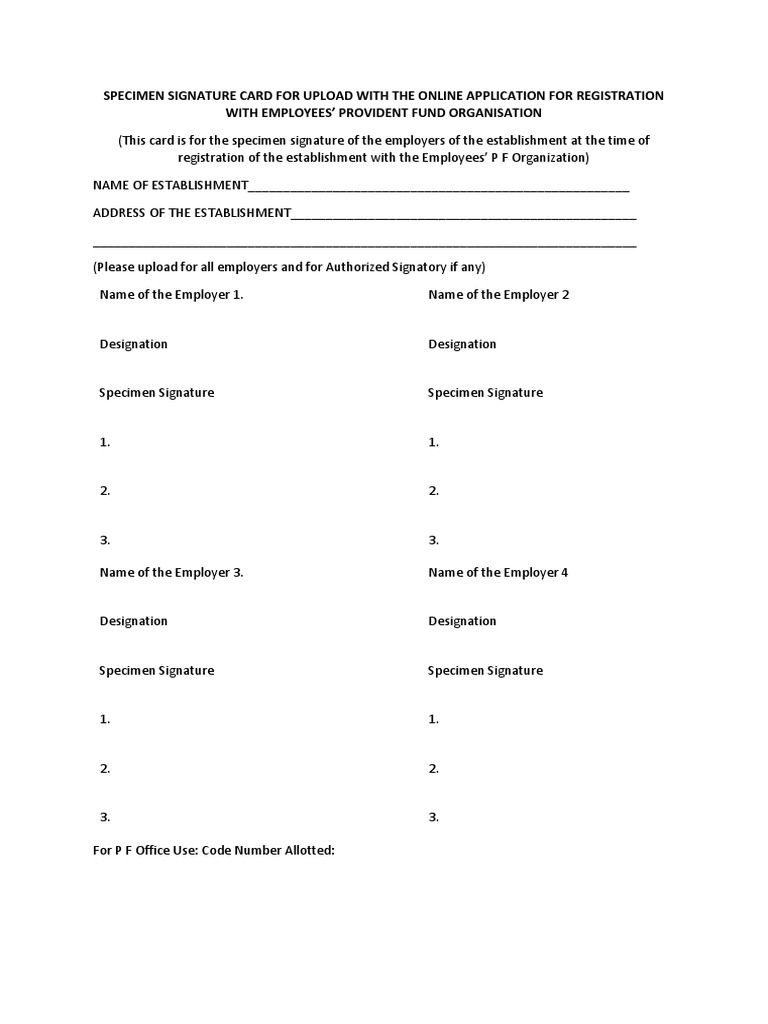Specimen Signcard | PDF | Finance & Money Management