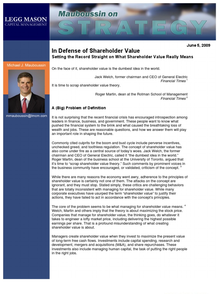 Misunderstanding Shareholder Value | PDF