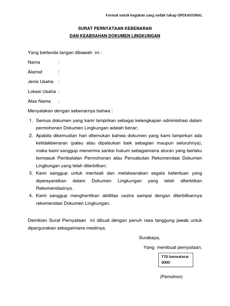 Format Surat Keabsahan | PDF