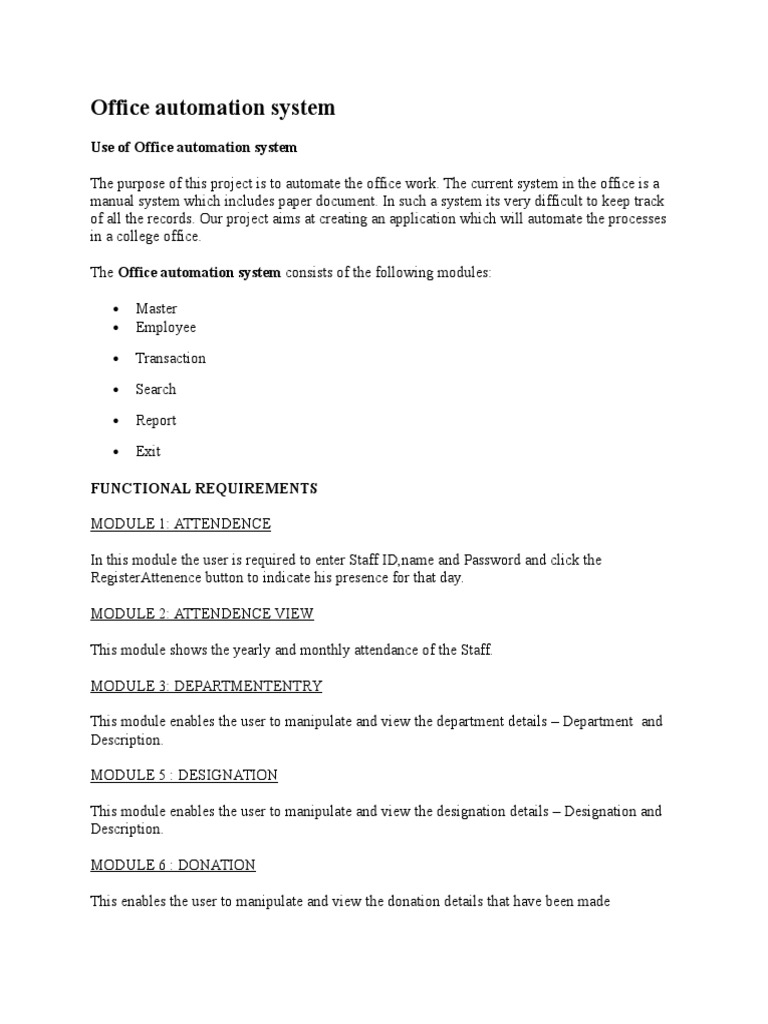 Office Automation System Overview | PDF