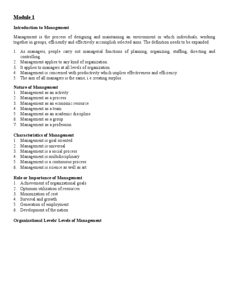 Introduction To Management Notes | PDF | Recruitment | Strategic Management