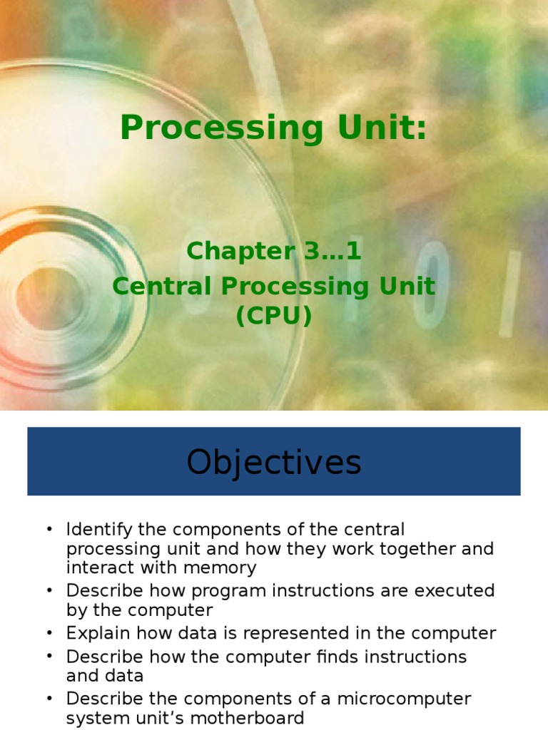 Chapter 3 1 Central Processing Unit (CPU) | PDF | Cpu Cache | Computer Data Storage