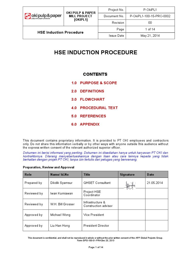 P-OkiPL1-100-15-PRO-0002 HSE Induction Procedure.doc | Occupational ...