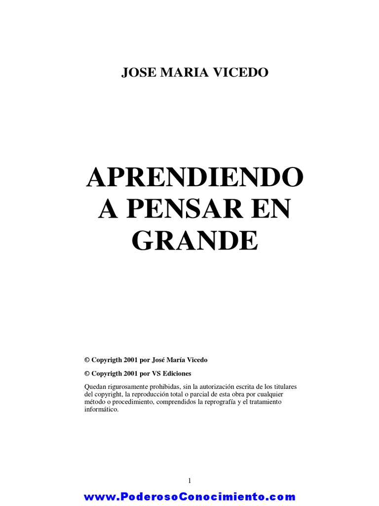 Pensar en Grande (Jose Maria Vicedo) (Poderoso Conocimiento) | PDF ...