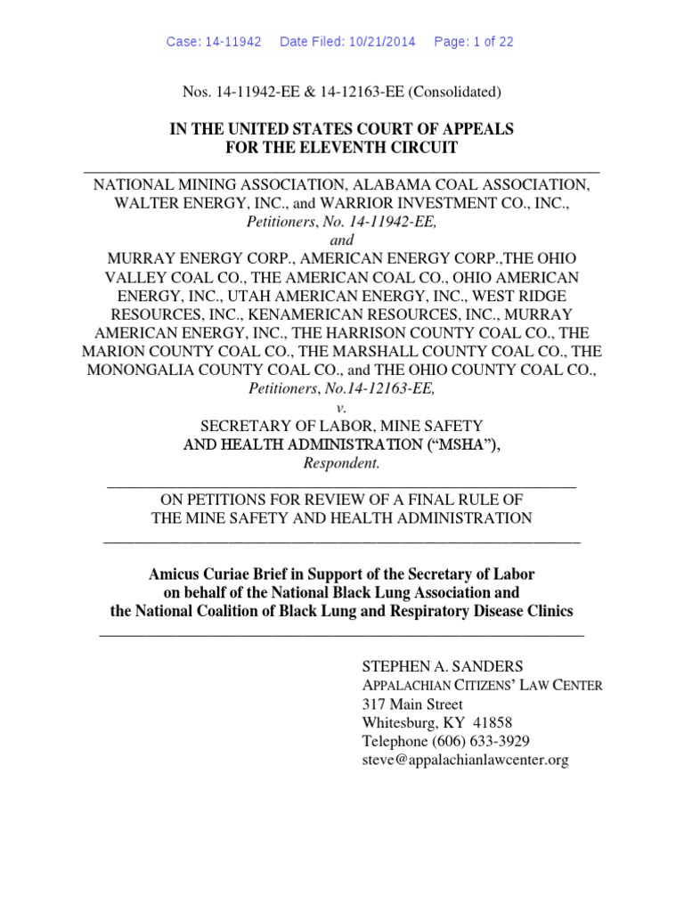 Amicus Curiae Brief in Support of The Secretary of Labor On Behalf of ...