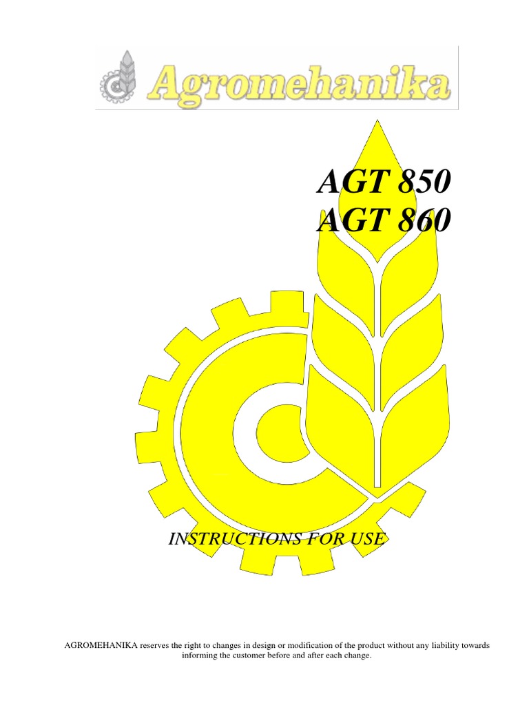 AGT 850/860 Instruction Manual | PDF | Tractor | Safety