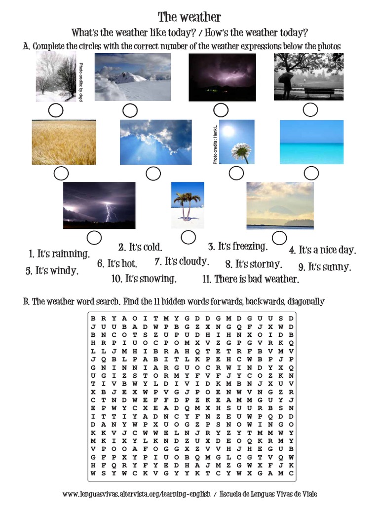 Weather Vocabulary Activities | PDF | Language Arts & Discipline ...