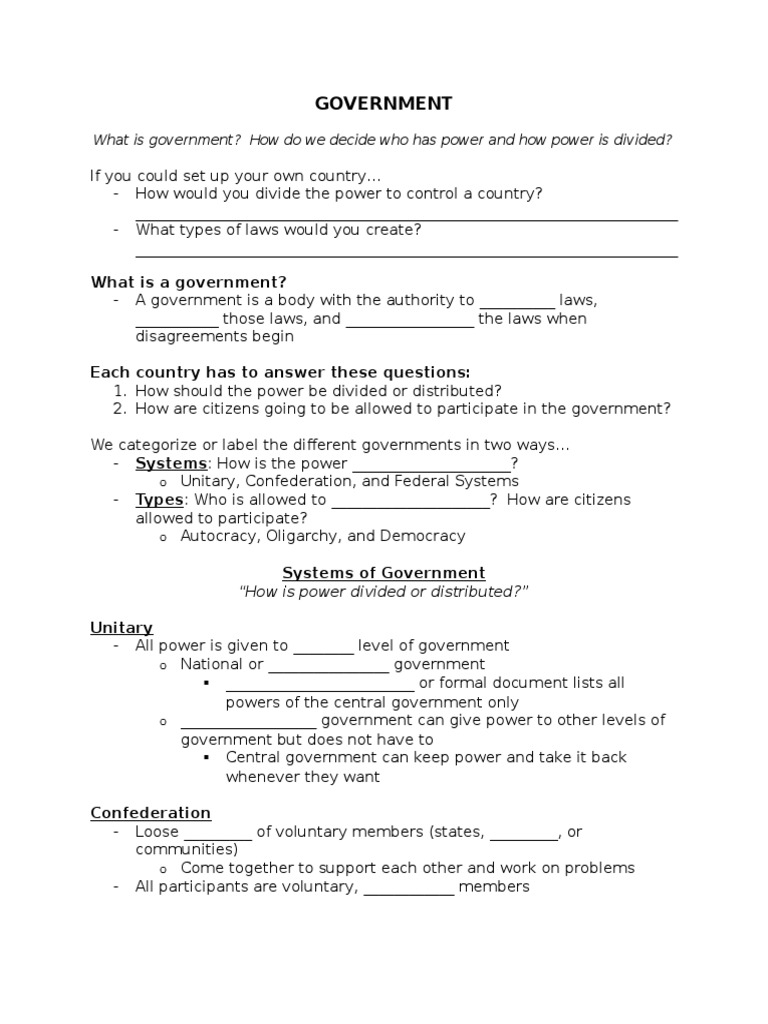 Introduction To Government Notes | PDF | Elections | Democracy
